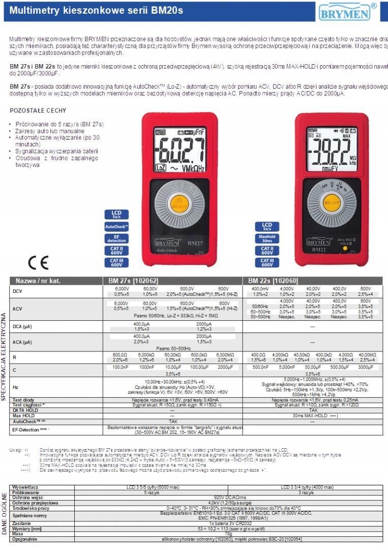 Brymen Miernik Uniwersalny Kieszonkowy Ac/Dc Bm27S - Opinie i ceny na ...