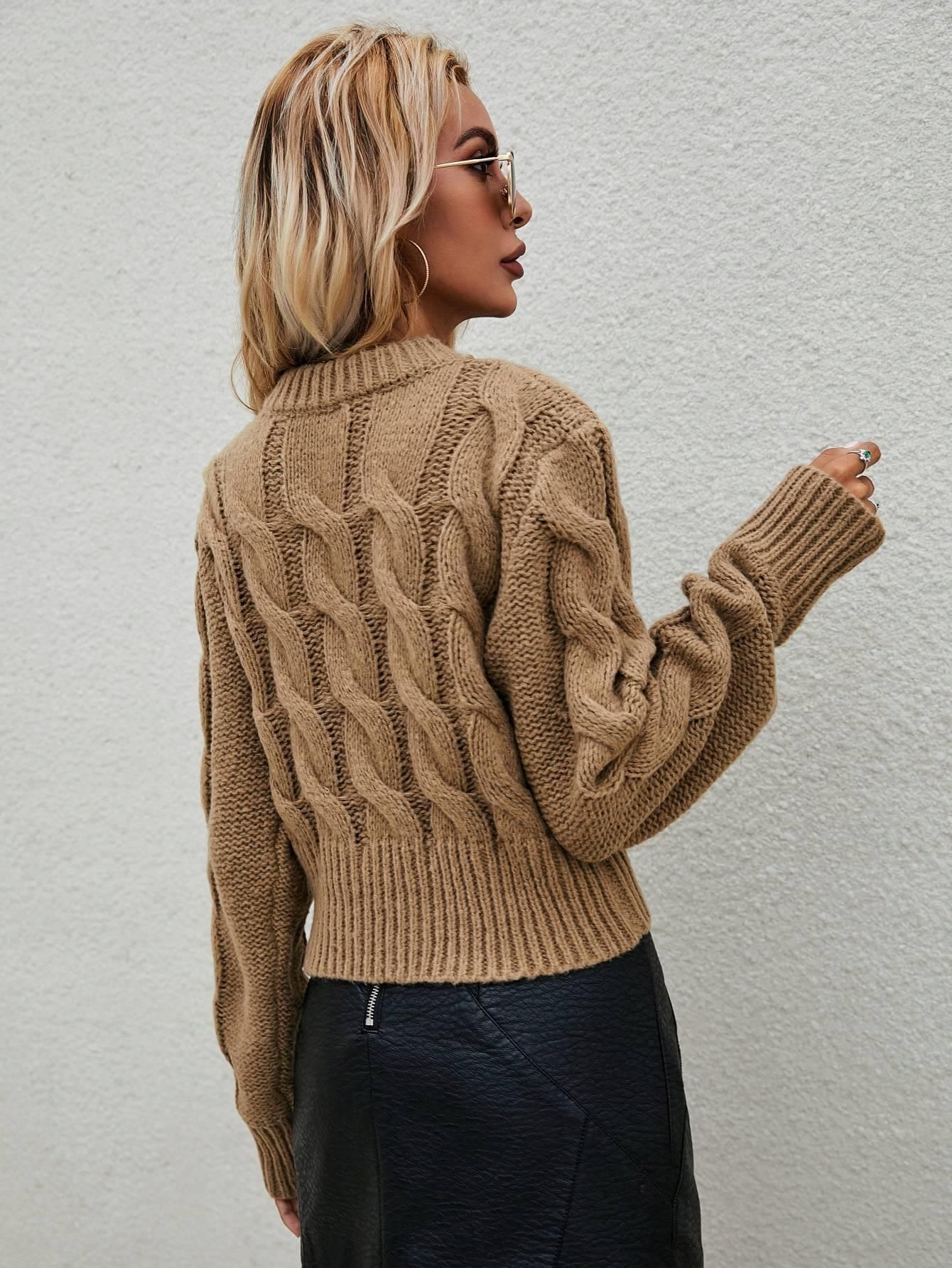 KC02212 *shein Beżowy Sweter Gruby Warkoczowy Splot S - Ceny i opinie ...