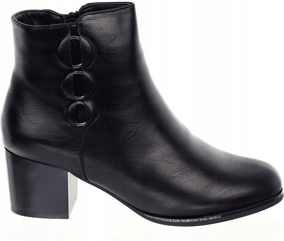 Botki Damskie Jezzi Czarne Obcas Klocek Ocieplane Buty Zimowe RMR2303-9 ...