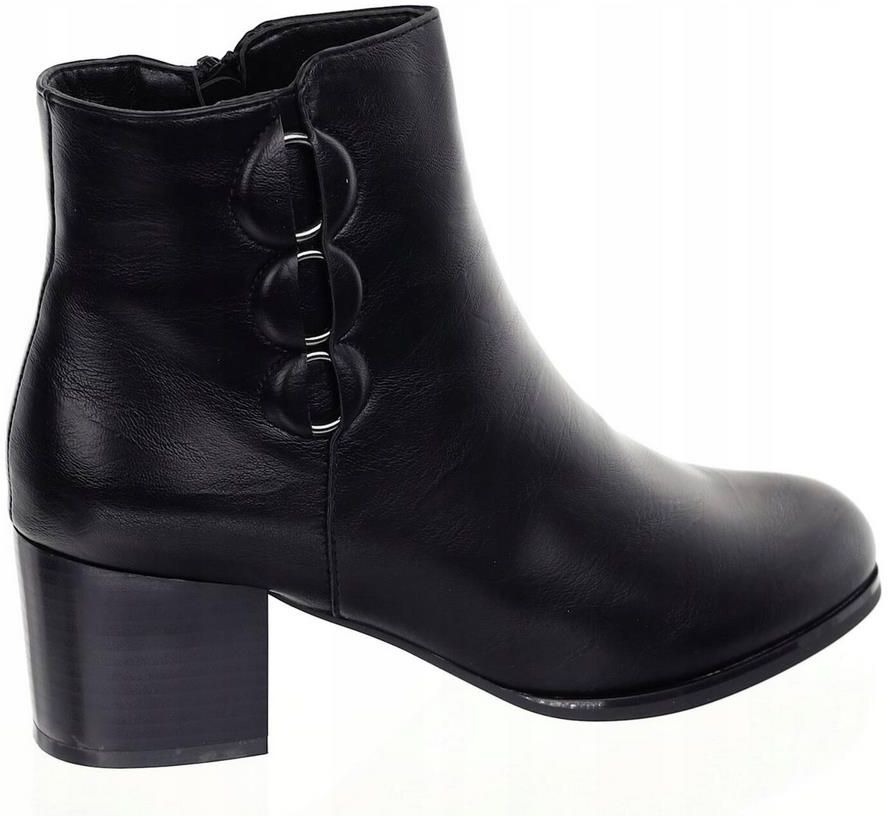 Botki Damskie Jezzi Czarne Obcas Klocek Ocieplane Buty Zimowe RMR2303-9 ...