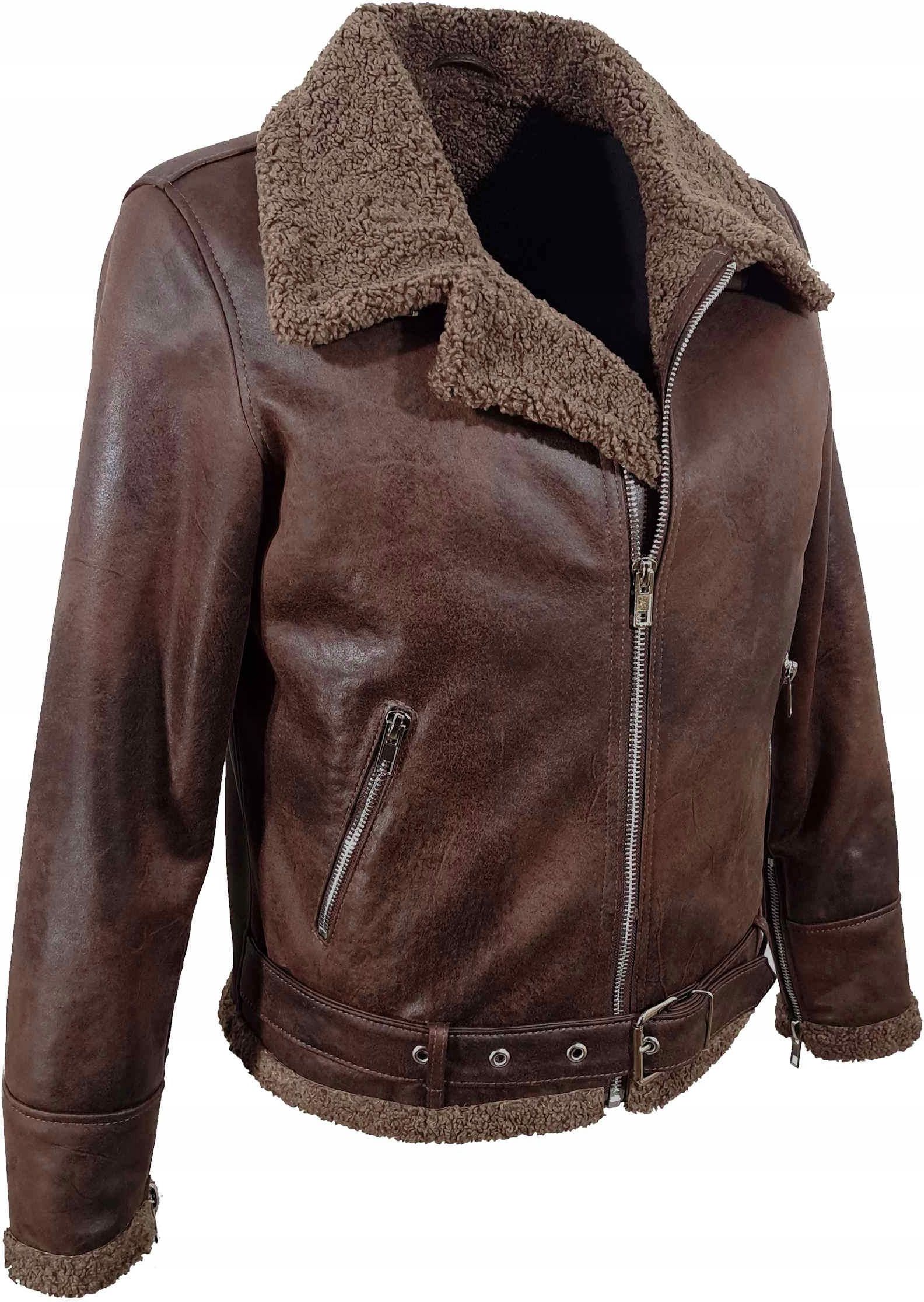 Pilotka Kożuch Męski Brązowa Zimowa M 56 Ciepła Nowa Lekka Kożuch ...