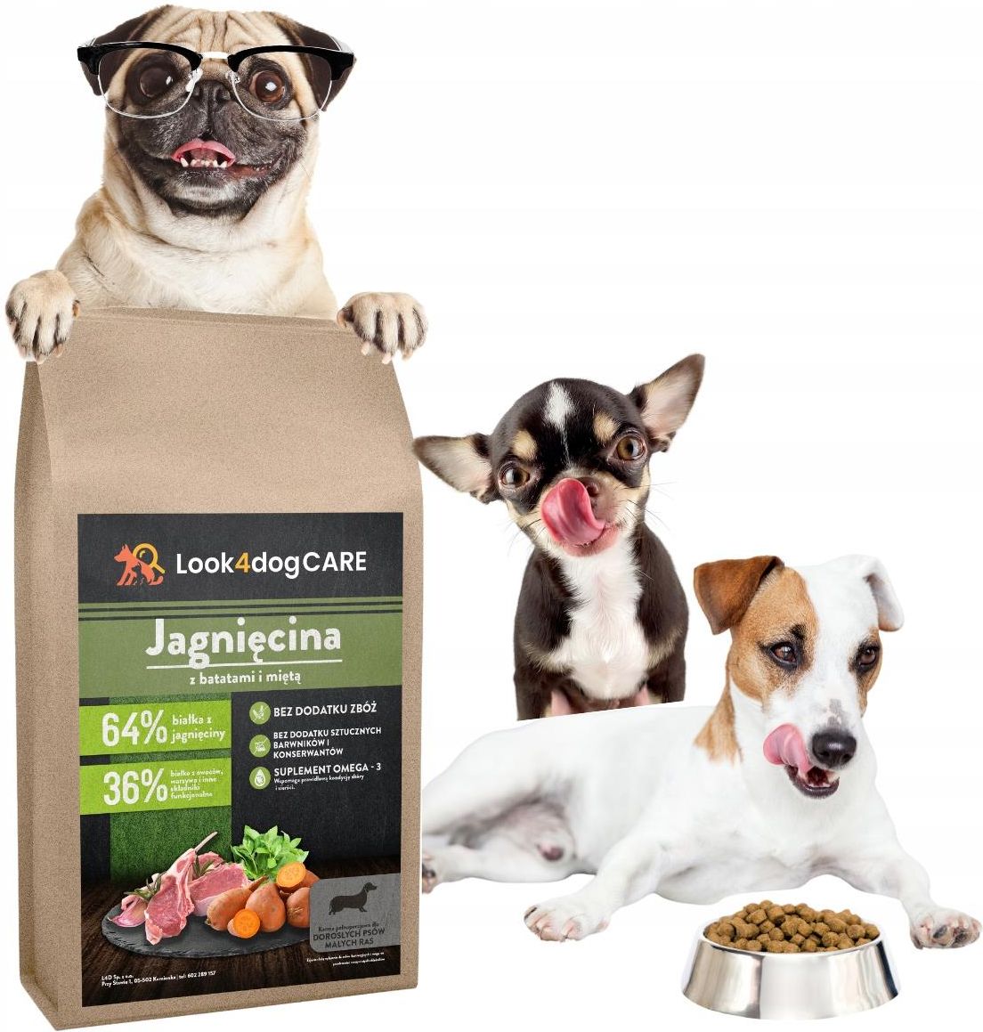 Karma Look4Dog Care Sucha Karma Dla Psa Jagnięcina Mięta Mała Rasa 6Kg ...