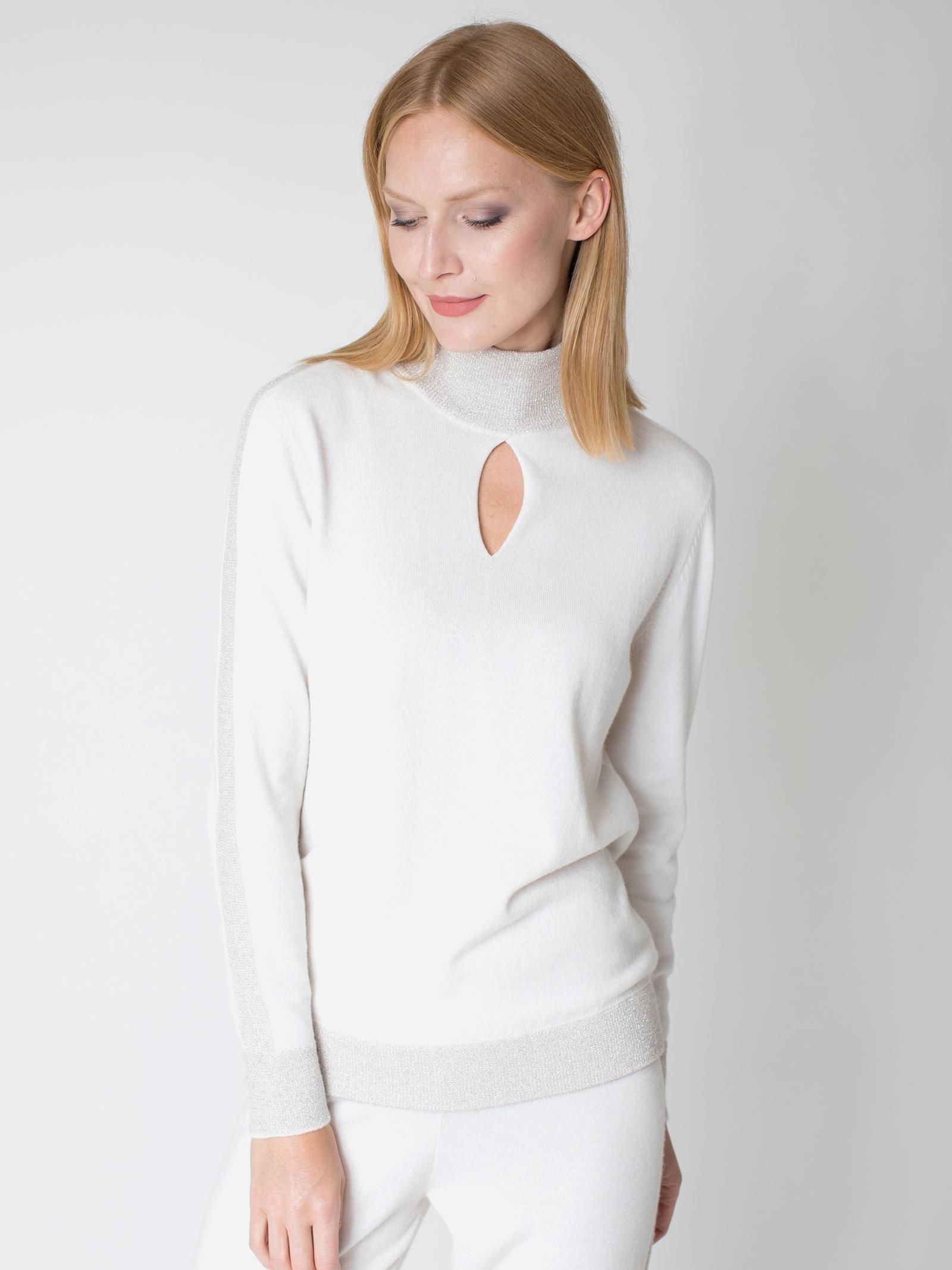 Sweter damski Deni Cler Milano T-Dc-S475-0N-85-11-1 40 Biały - Ceny i ...