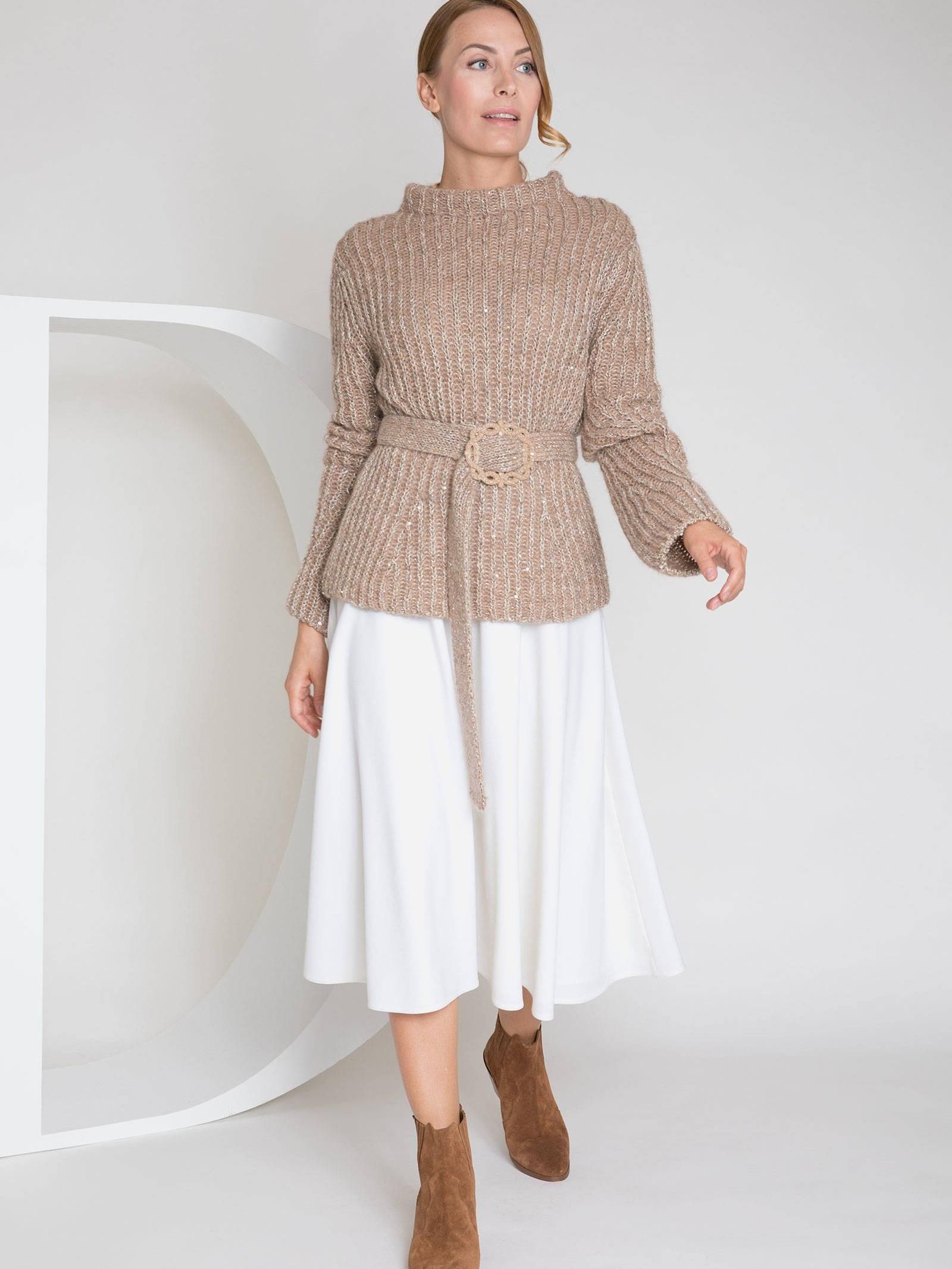 Sweter damski Deni Cler Milano T-Dc-S477-0S-25-71-1 44 Brązowy - Ceny i ...
