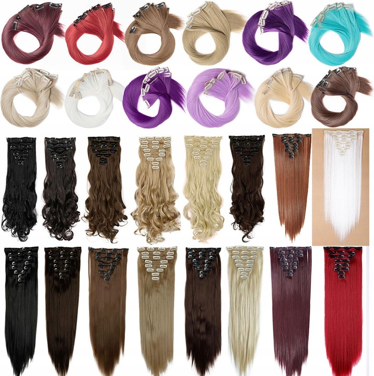 Full Set Clip In Natural Synthetic Hair Extensions - Ceny i opinie ...