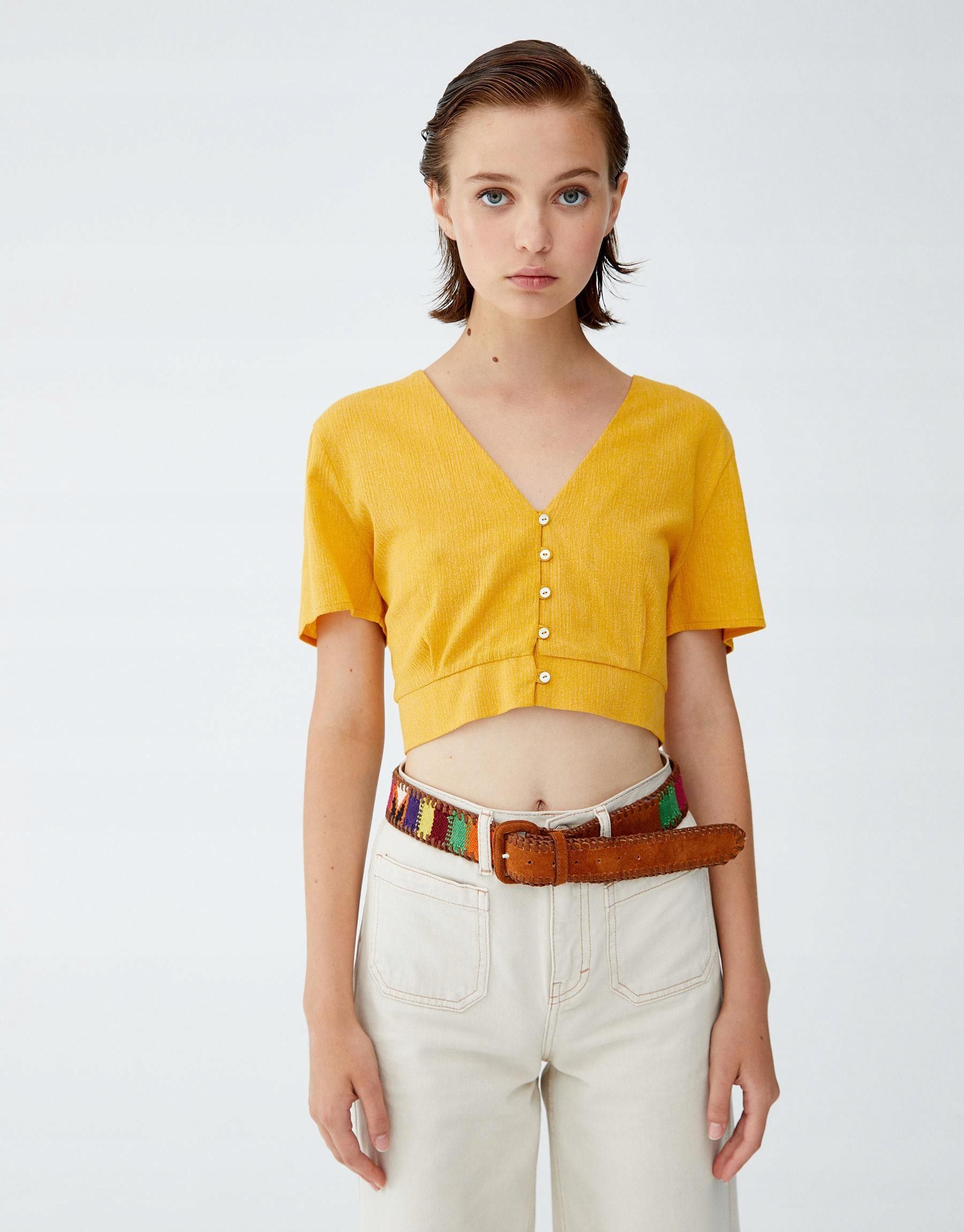 Musztardowy Top Jfl Xxh__m Pull & Bear - Ceny i opinie - Ceneo.pl