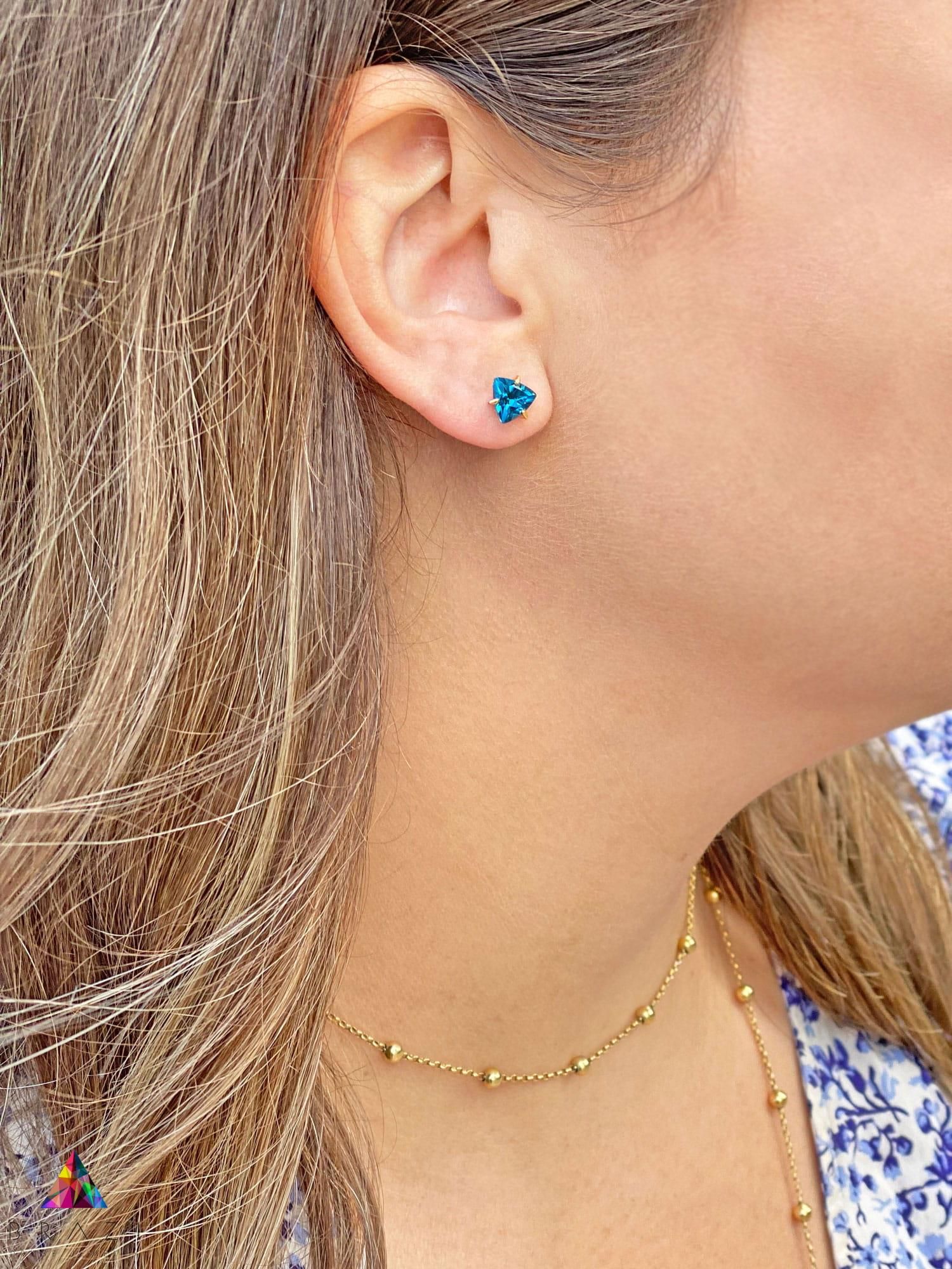 Brazi Druse Jewelry Kolczyki Topaz London Blue 3 Ct. Trylion Złoto 585 (11388) - Ceny i opinie ...