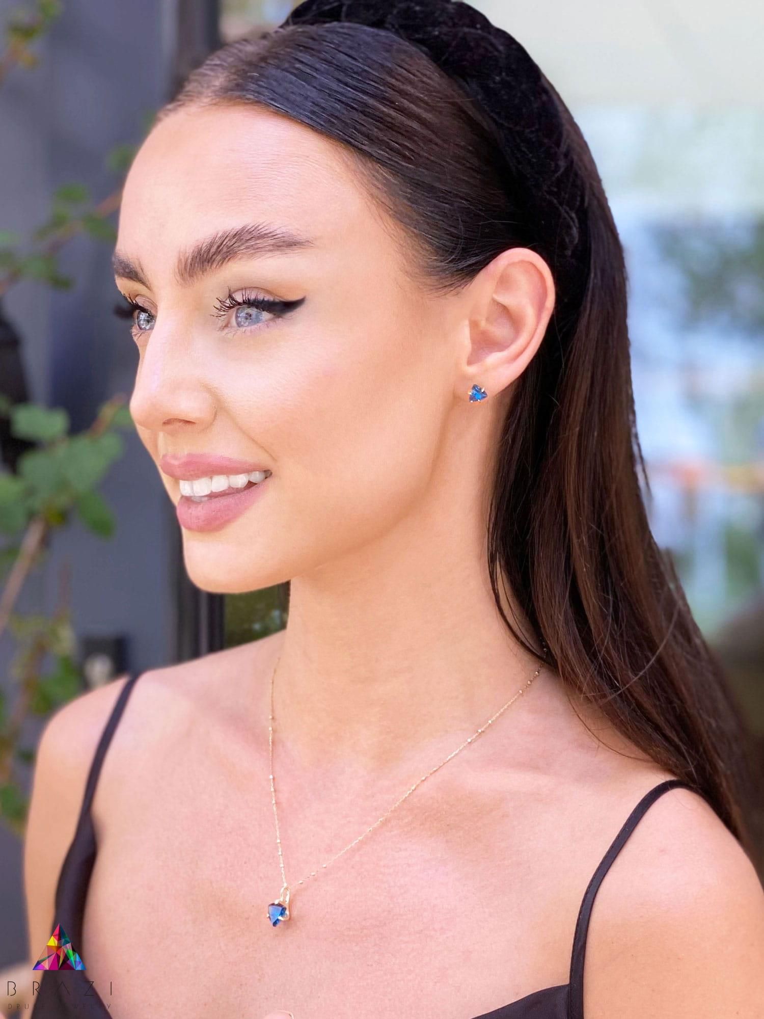 Brazi Druse Jewelry Kolczyki Topaz London Blue 3 Ct. Trylion Złoto 585 (11388) - Ceny i opinie ...