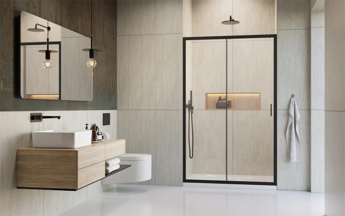 Drzwi prysznicowe Radaway Alienta Black DWJ 100x190 102601005401 ...