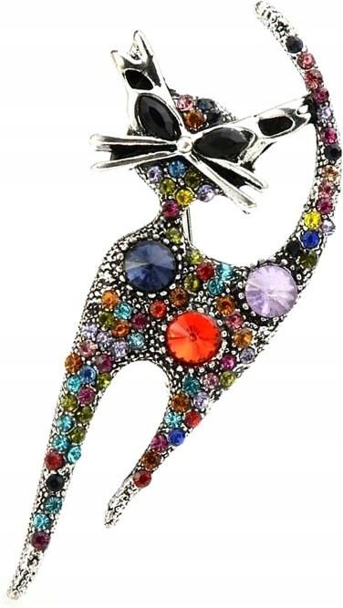 Broszka kolorowa cyrkonie Kot Kotek pin zwierzak - Ceny i opinie - Ceneo.pl