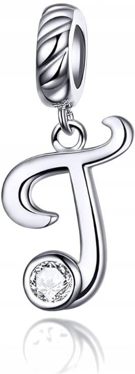 Charms zawieszka Ornamo Ozdobna Literka t Cyrkonia biała Srebro próba ...