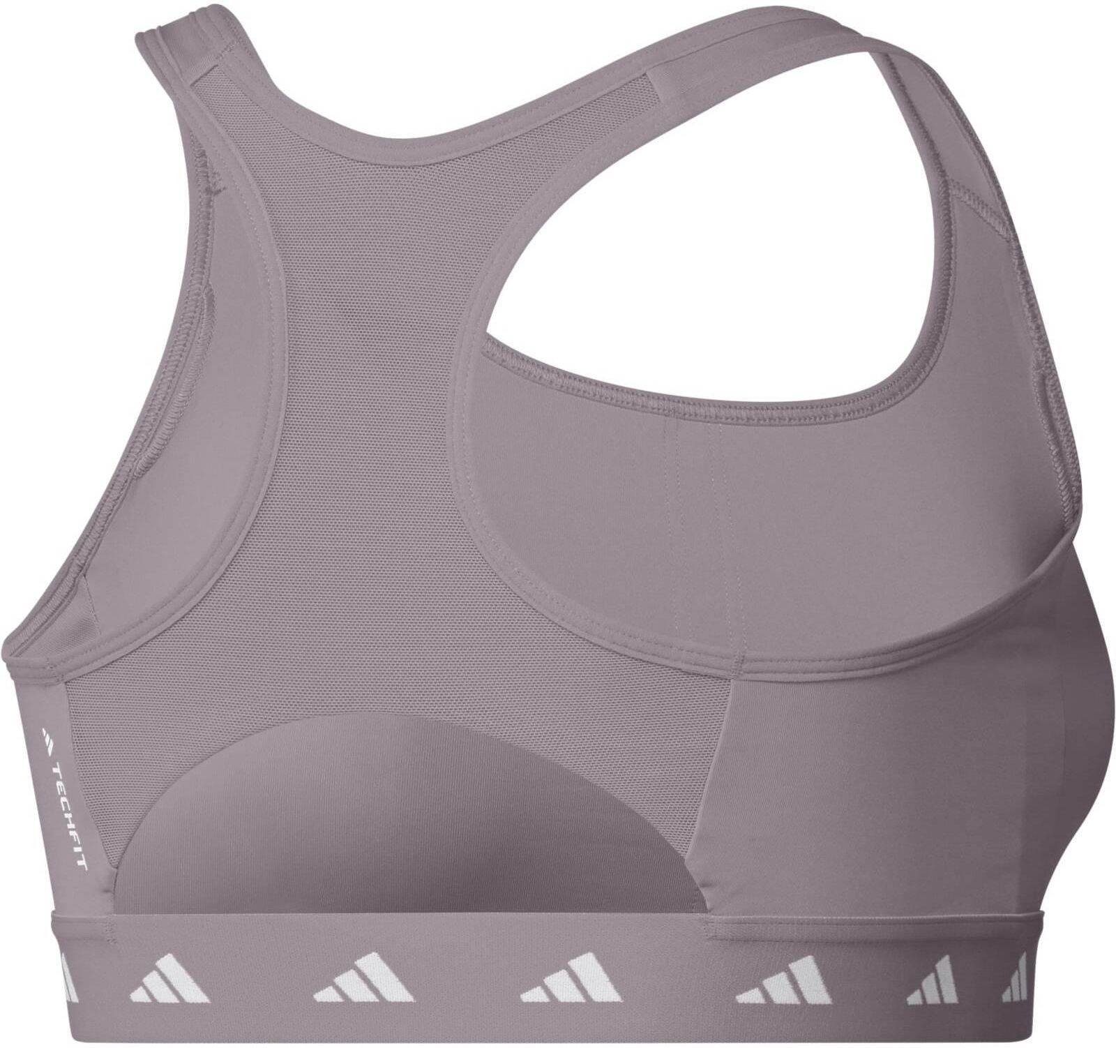 Stanik sportowy damski adidas POWERREACT TECHFIT fioletowy IT6644 ...