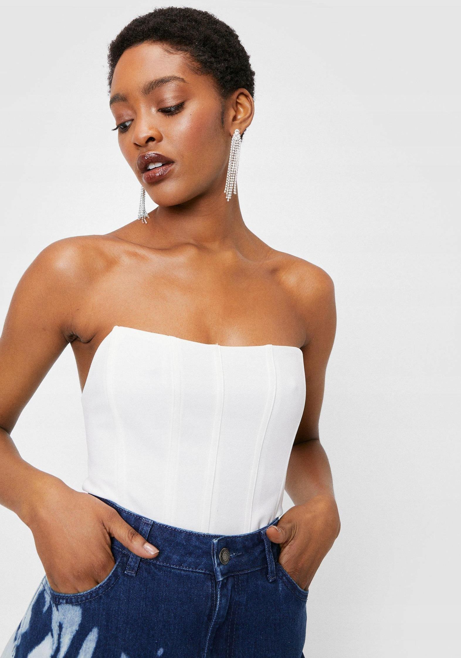 Nasty Gal Biały Gorsetowy Top Uko NE7__L - Ceny i opinie - Ceneo.pl