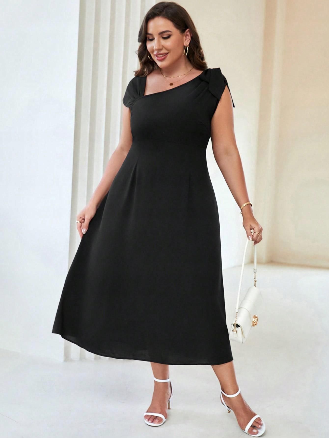 Asymetryczny Dekolt 7BP XXH__48 Shein Czarna MIDI Sukienka - Ceny i opinie - Ceneo.pl