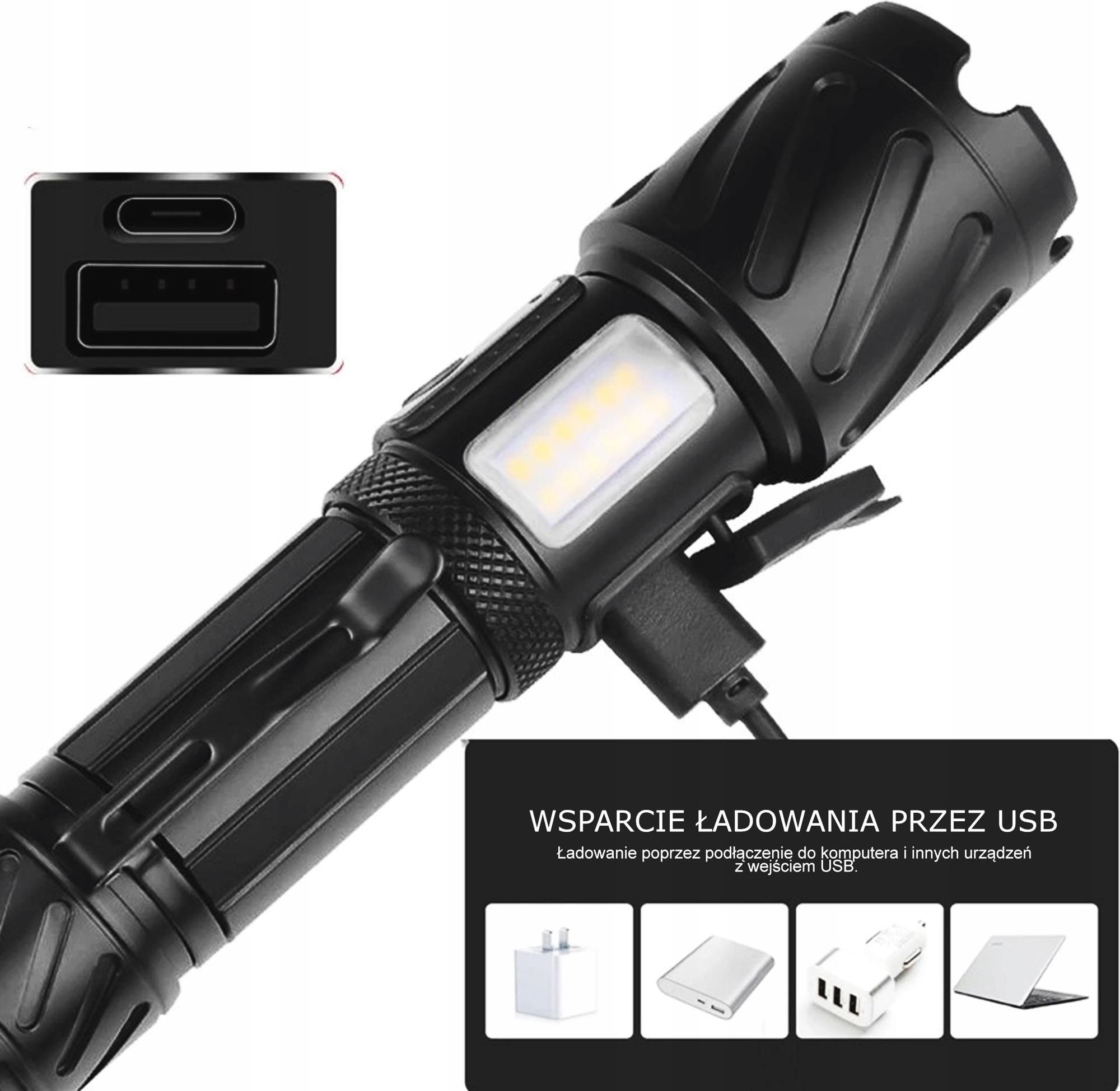 Latarka Bosman Mocna Latarka Taktyczna Led Cob Xhp160 Wojskowa - Ceny i ...