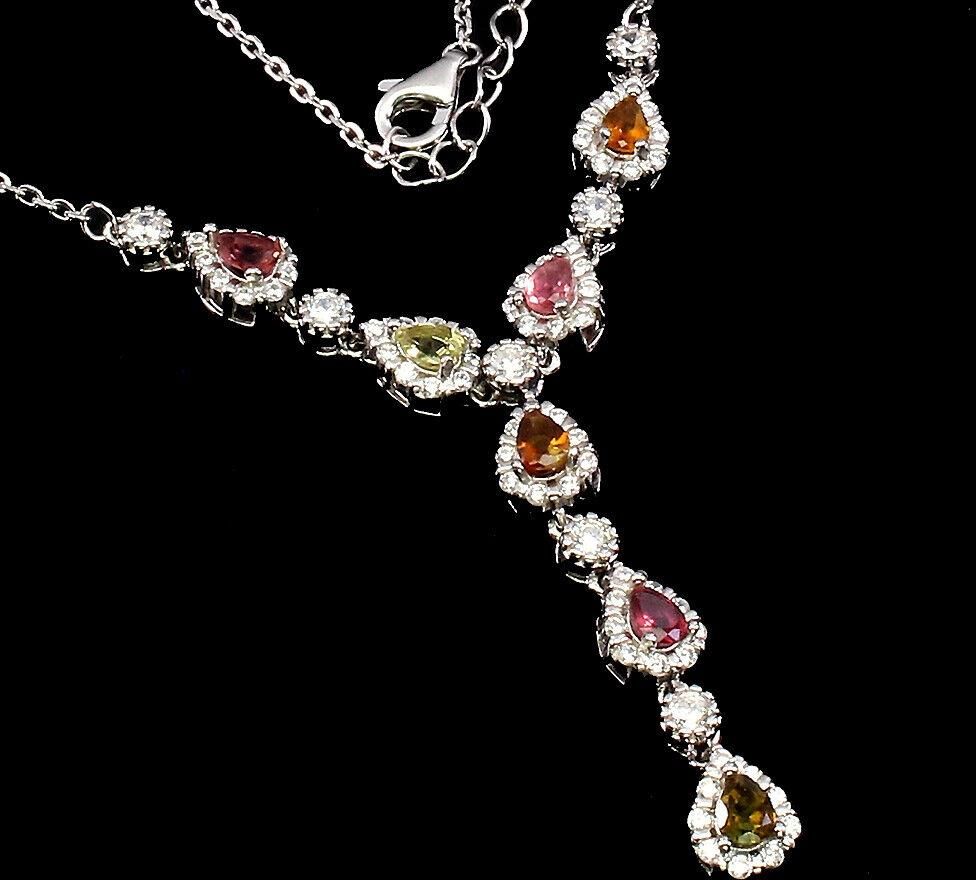 Naszyjnik srebrny 925 naturalne turmaliny cyrkonie - Ceny i opinie - Ceneo.pl