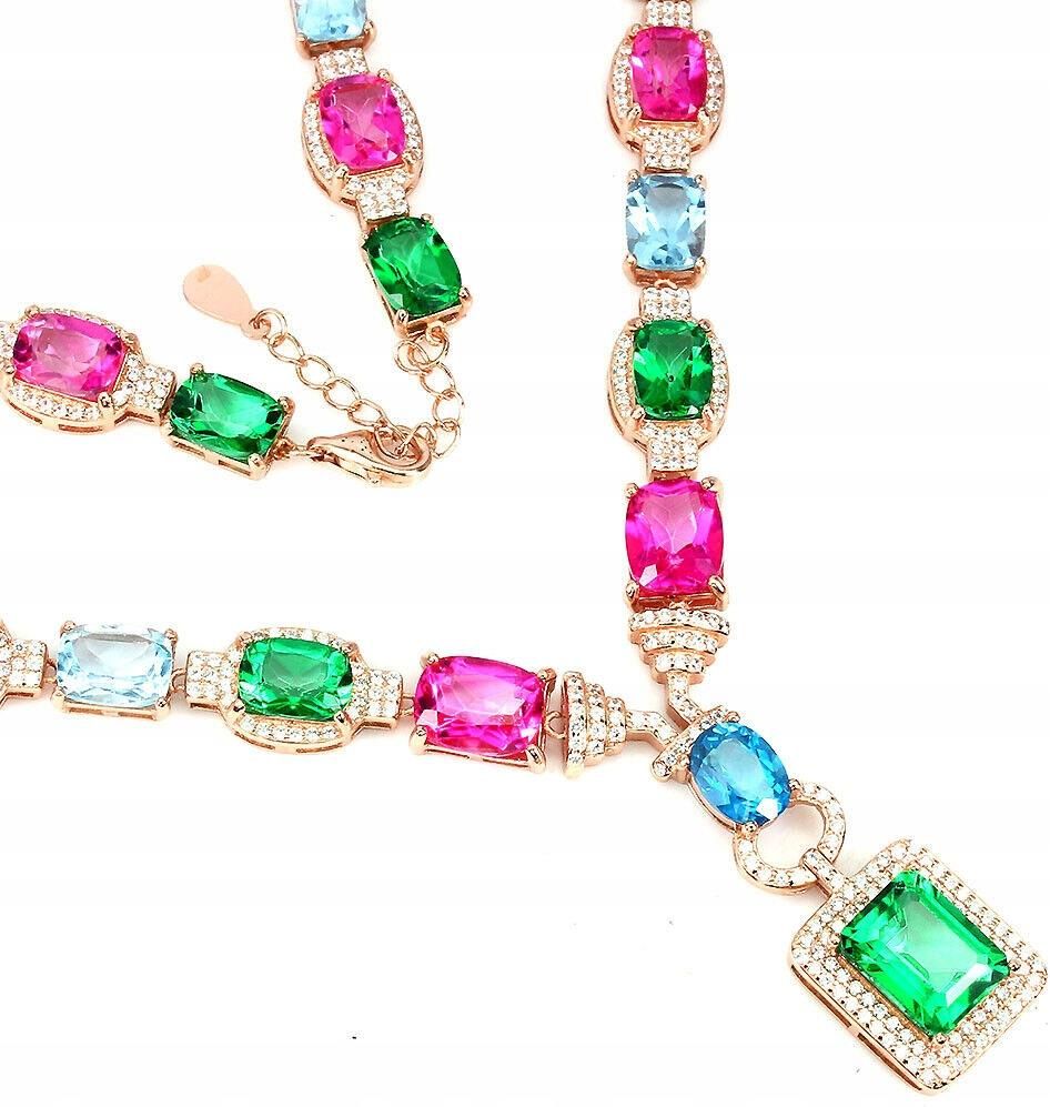 Naszyjnik naturalne różowe topazy sky zielone 925 - Ceny i opinie - Ceneo.pl