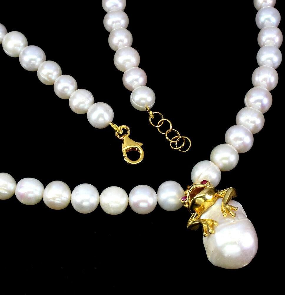 Naszyjnik rubiny perły srebro 925 naturalne żaba - Ceny i opinie - Ceneo.pl