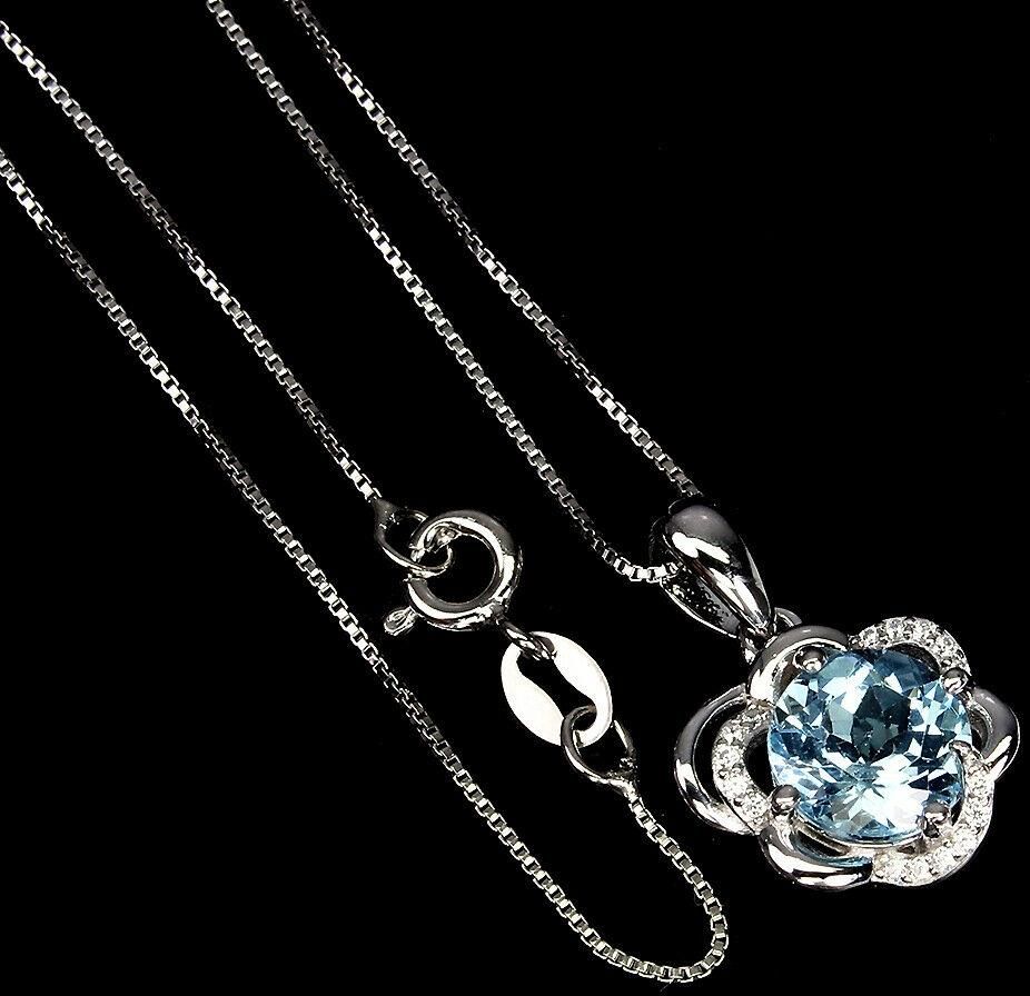 Srebrny naszyjnik Sky Blue topaz 925 naturalny 20 - Ceny i opinie - Ceneo.pl