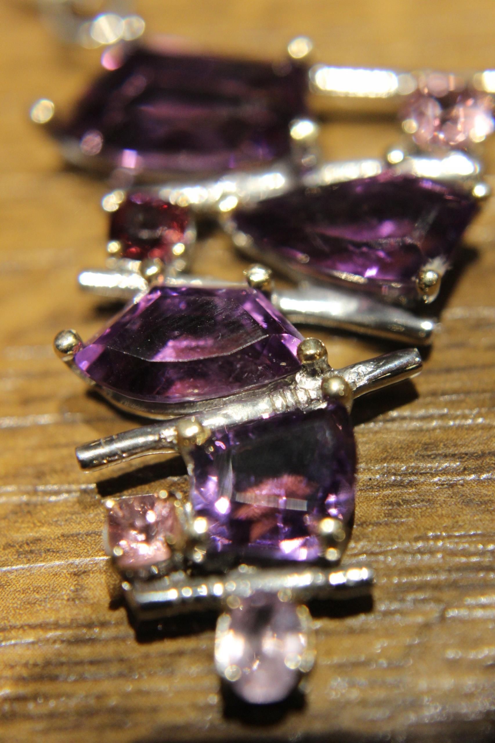 Naszyjnik srebrny naturalne ametysty perły spinele - Ceny i opinie ...