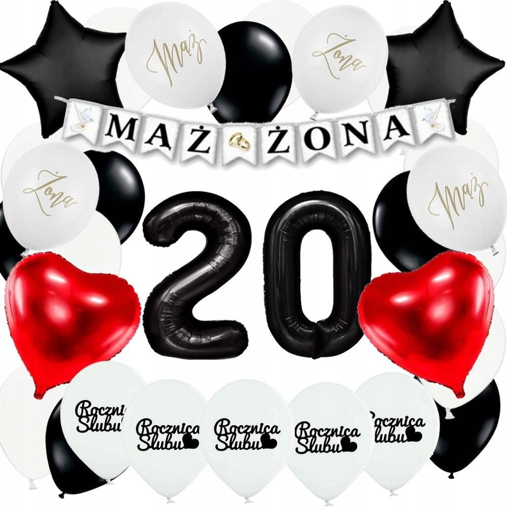 Zestaw 20 Rocznica Ślubu Baner Balony Mąż Żona 100 - Ceny i opinie ...