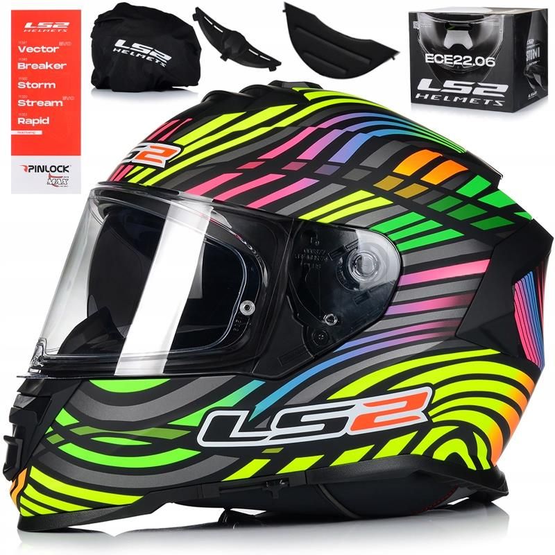 Kask motocyklowy Ls2 Ff800 Storm Ii Rainbow + Pinlock Blenda Ecer ...