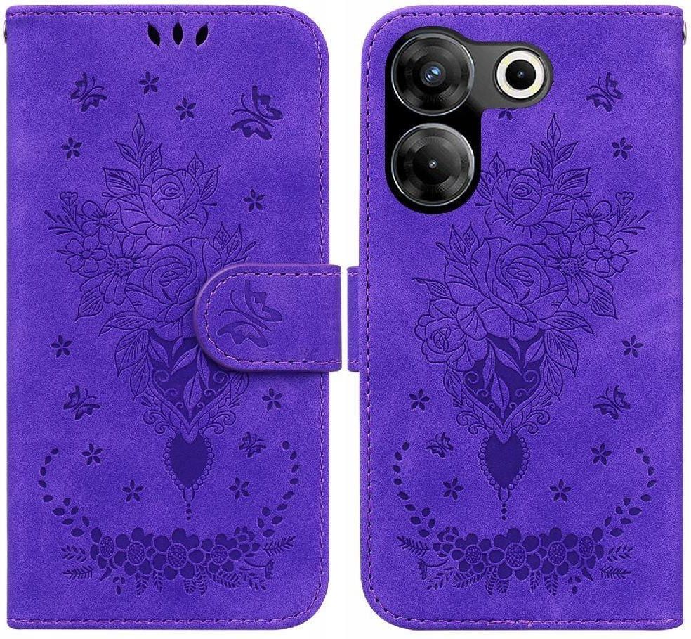 Sprawa Dla Tecno Camon 20 Pro 4G Kickstand Emboss Kwiaty Róży Flip Pu ...