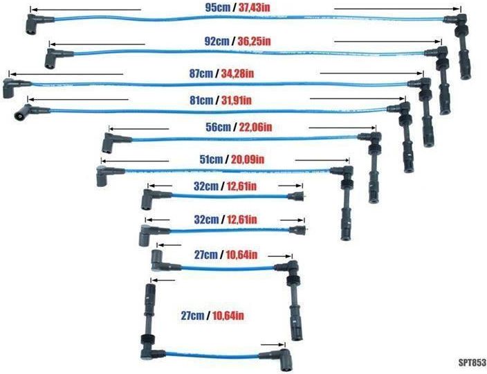 Powertec Przewody Zapłonowe Audi V8 100 S6 3.6 4.2L 91-97 Czerwone ...