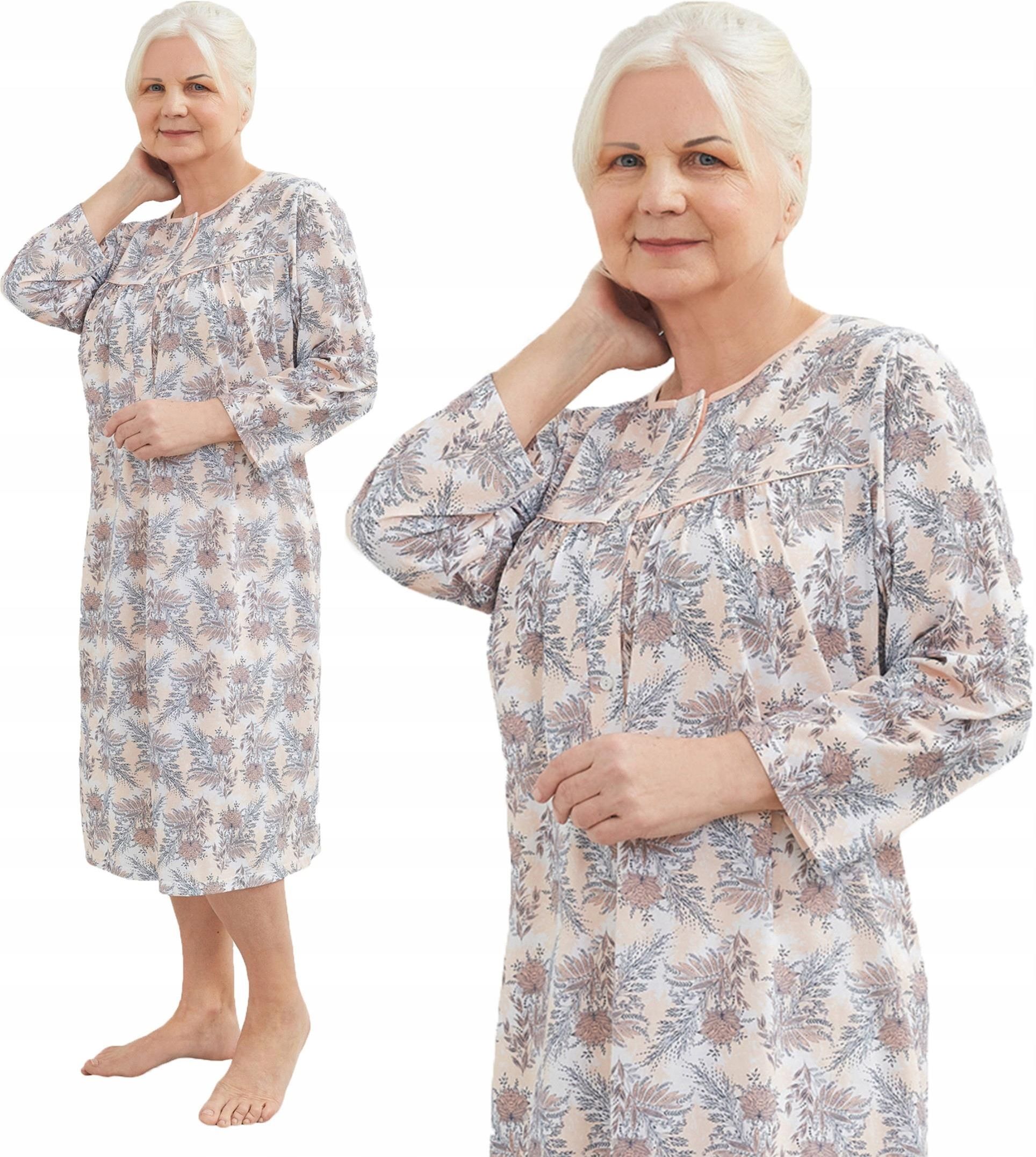 Długa Koszula Nocna Piżama Damska Ciepła Długi Rękaw Na Zimę Rozmiar XL ...