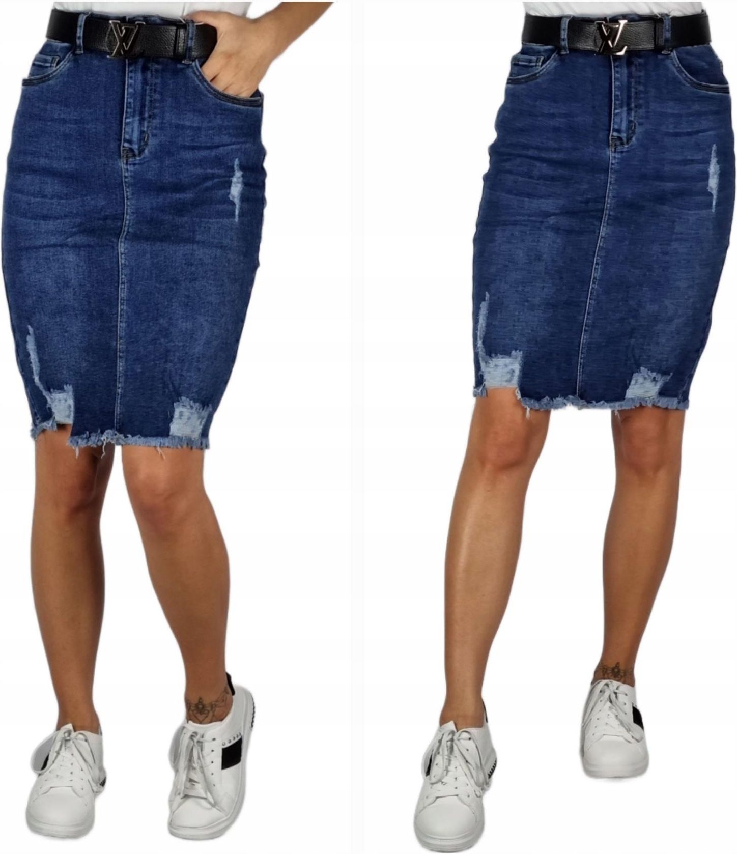 Spódnica Jeansowa Z Dziurami Plus Size Rozmiar 46 - Ceny i opinie ...