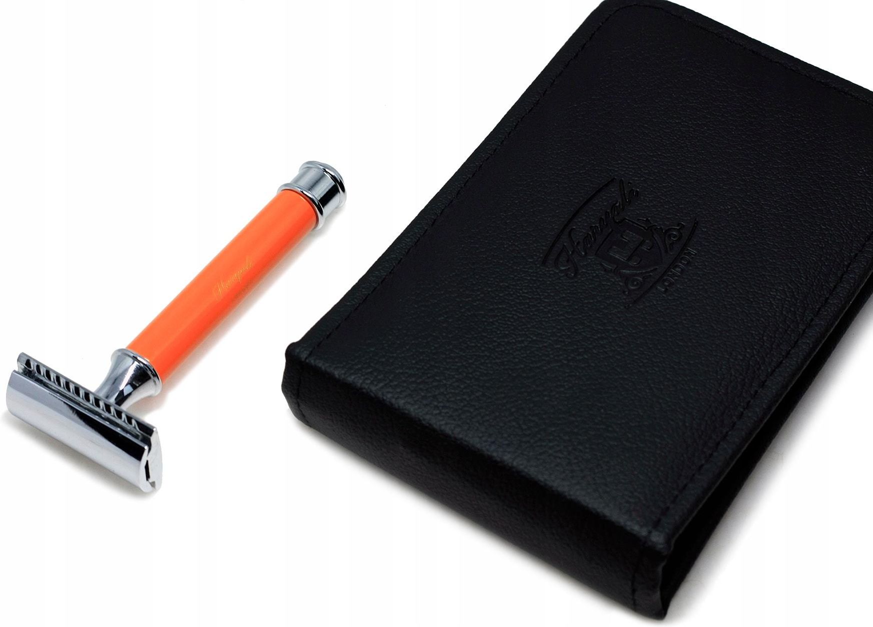 Maszynka do golenia na żyletki golarka stal skórzane etui zestaw HL ...