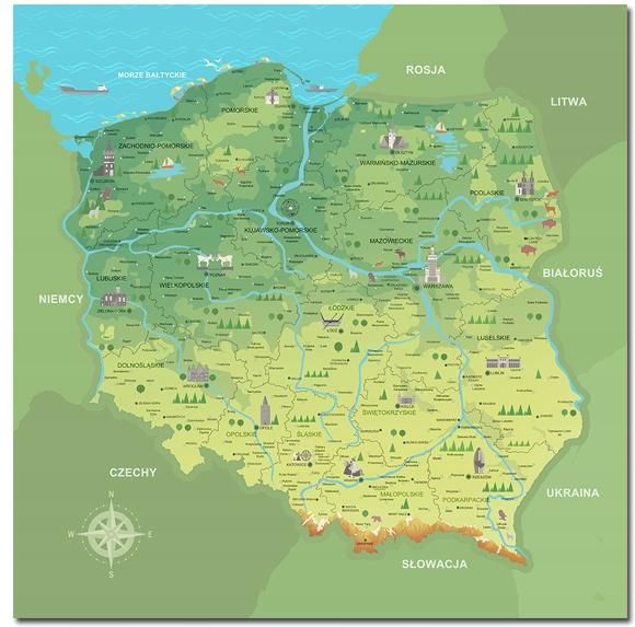 Aleobrazy Tablica Korkowa Mapa Polski Obraz 60X60Cm Polska - Opinie i ...