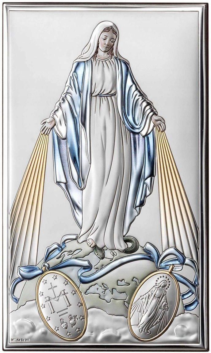 Obraz Matki Bożej Niepokalanej Srebrny Z Kolorami 12X20 Cm - Opinie i ...