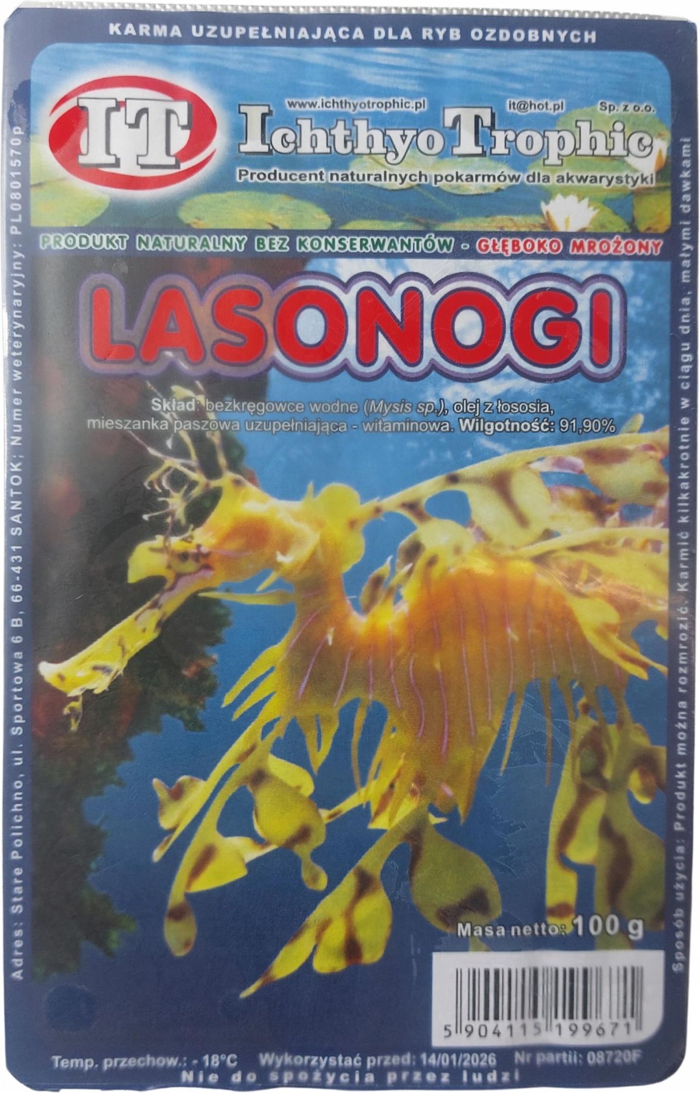 Ichthyo Trophic Pokarm Mrożony Dla Ryb Lasonogi Blistry 5x100G Mysis ...