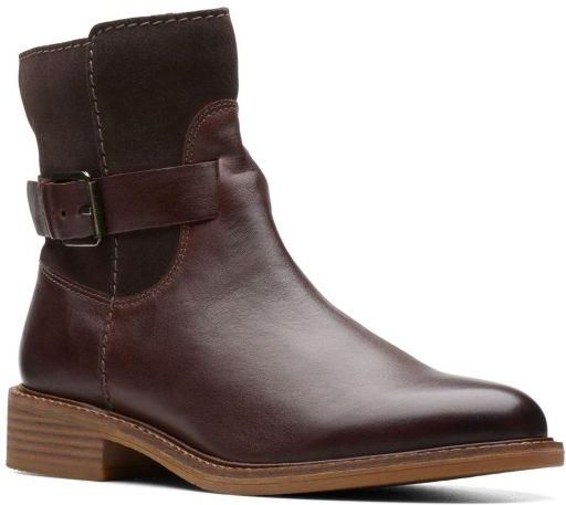Botki Clarks Cologne Strap kolor dark brown combi leather 26174772 ...