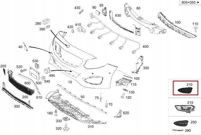 Mercedes Cla C117 B-Kl W246 Kratka Zderzaka Prawa Przod A1178851822 ...