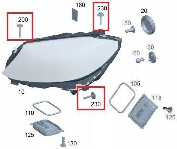 Lampa przednia Mercedes C-Klasa W205 Zestaw Srub Mocowania Lampy ...