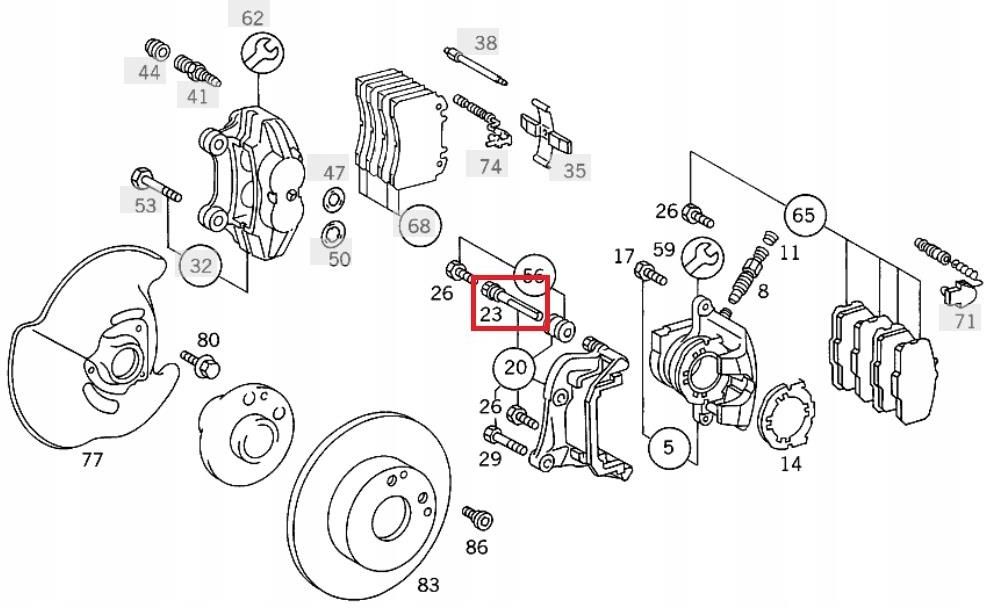 Mercedes-Benz W210 W201 W202 Bolec Jarzma Zacisku Przod A0004211674 ...