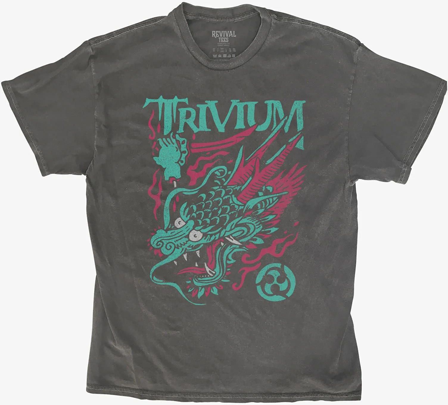 Merch Revival Tee - Trivium Logo Turquoise Dragon Unisex T-Shirt Black - Ceny i opinie - Ceneo.pl