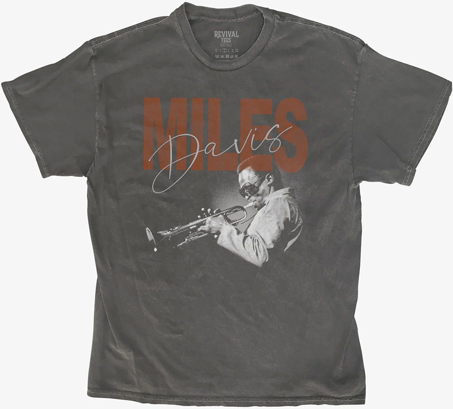 Merch Revival Tee - Miles Davis Playing Trumpet Unisex T-Shirt Black ...