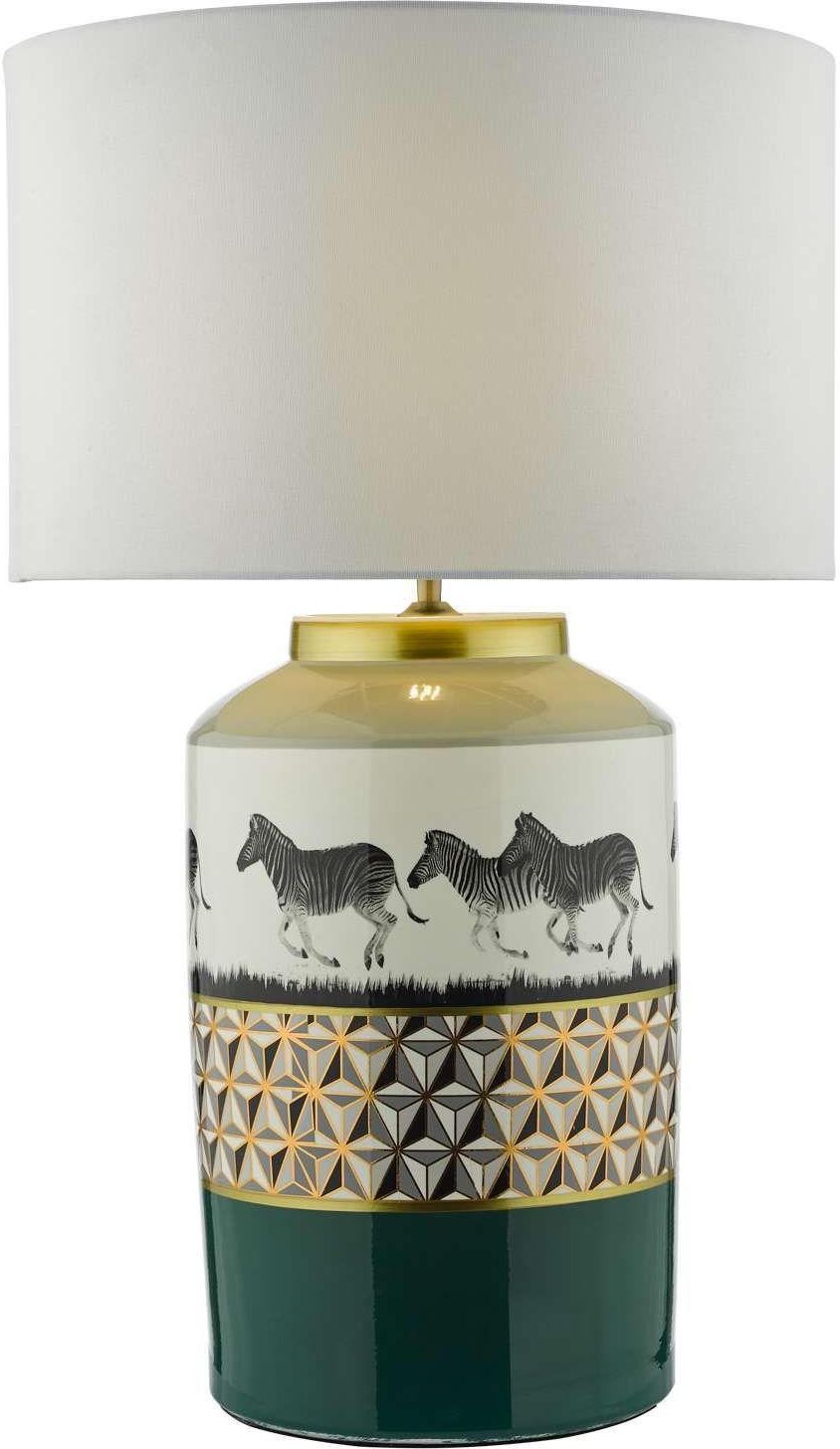 Lampa Dar Lighting Lampa Srołowa Callie Table Lamp Green/Gold Zebra ...