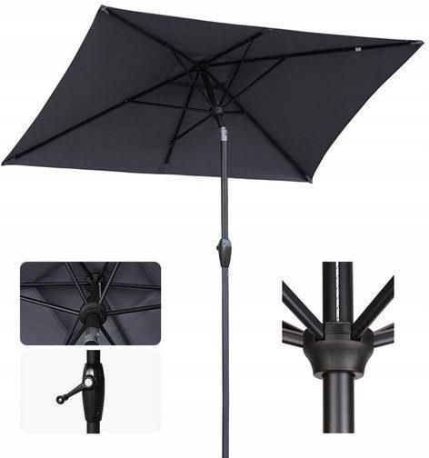 Parasol ogrodowy Sekey Parasol Ogrodowy Tarasowy Patio Szary 210x140cm ...