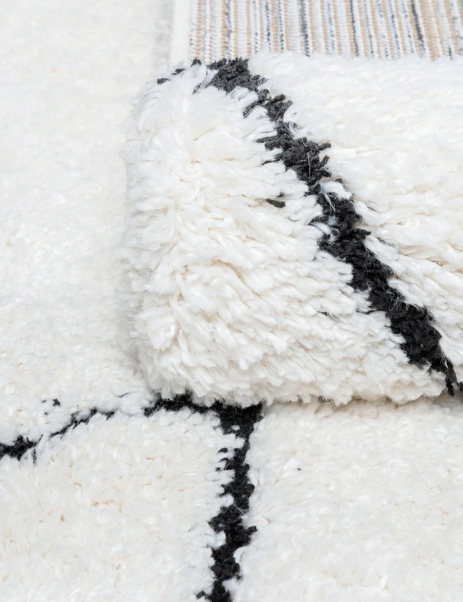 Dywan Shaggy Ideal Miękki Gęsty 120x170 cm romby Biały pluszowy ...