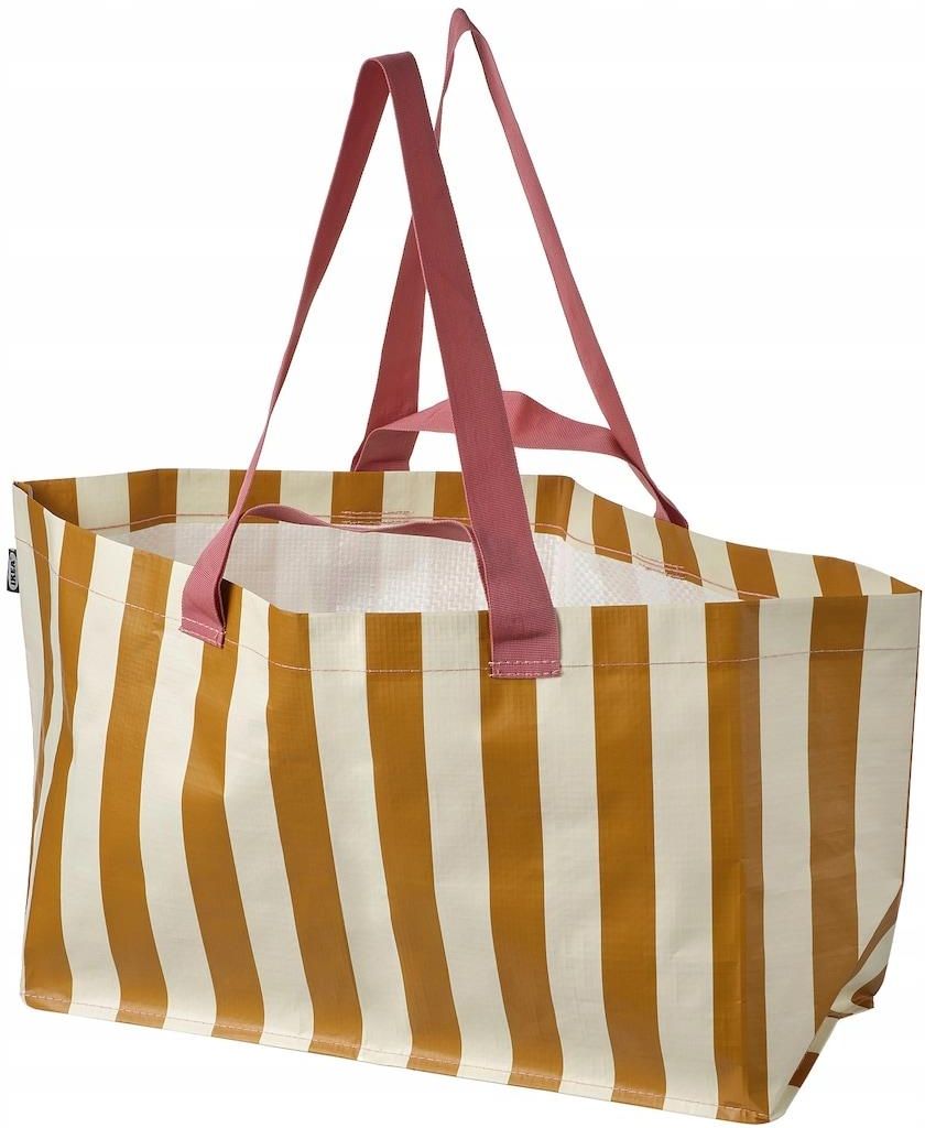 Ikea Sackkarra Torba na zakupy pranie na plażę paski żółty 18x45x28 cm ...