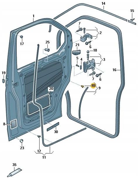 S-Car 5X Volkswagen Transporter Multivan T5 T6 7H Spinki Uszczelki ...