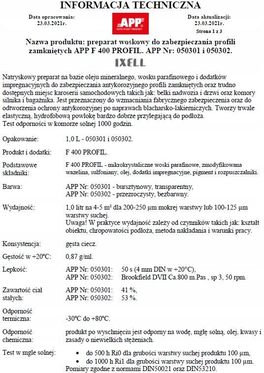 App F400 Bursztynowy 1L Do Profili Ubs 271 - Opinie i ceny na Ceneo.pl