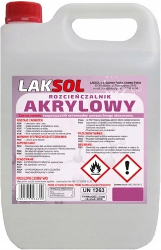 Laksol Rozcieńczalnik Do Akrylu Akrylowy 5L - Opinie i ceny na Ceneo.pl