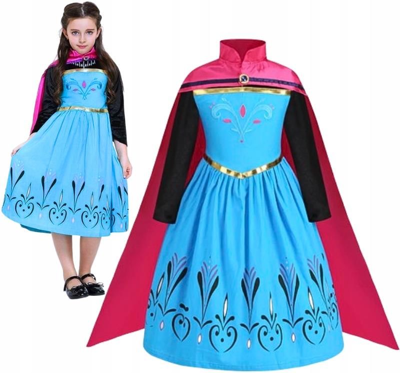 Hopki Strój Kostium Sukienka Elsa Elza Kraina Lodu Peleryna Bal Karnawał 122 128 - Ceny i opinie ...