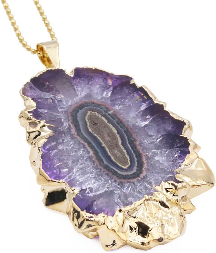 Brazi Druse Jewelry Naszyjnik Ametyst Stalaktyt złocony - Ceny i opinie - Ceneo.pl