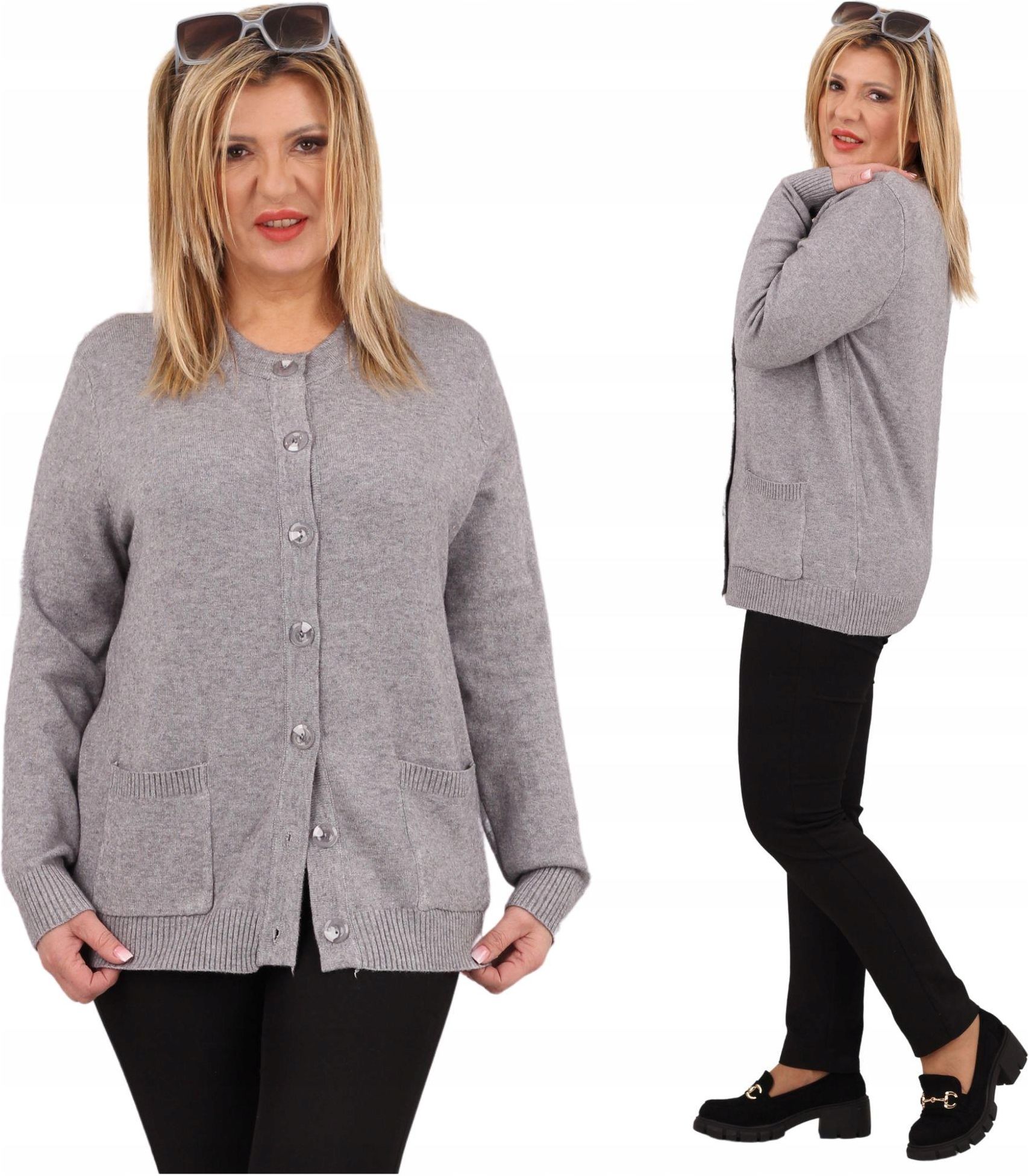 Sweter Rozpinany Damski Bawełniany Kardigan Na Guziki Ciepły Oversize ...